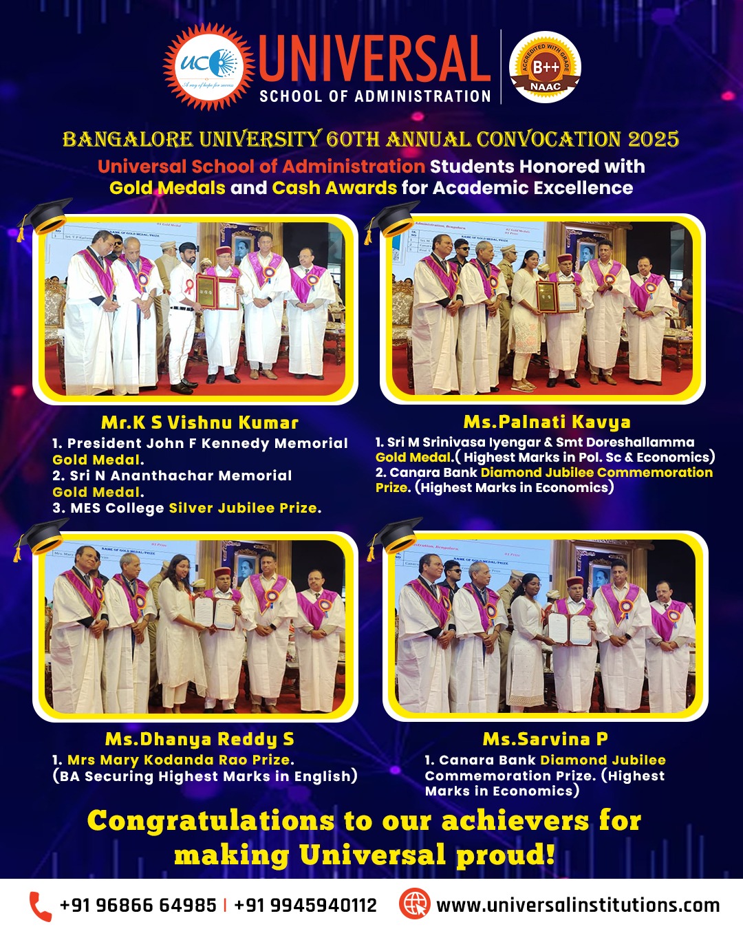 Universal School Students Excel at Bangalore University Convocation